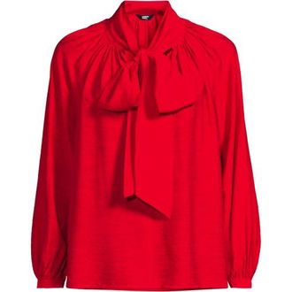 Lands End Schluppenbluse, Damen, Größe:36-38 regular, Rot, Polyester/Viskose, by Lands End