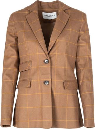 Silvian Heach Karierter taillierter Einreiher-Blazer - - Jackets - Damen - Braun - L