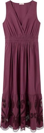 Oltre Femme, Robes, Violet, Taille: 38 FR Longue robe en coton avec d&eacute;tails ajour&eacute;s