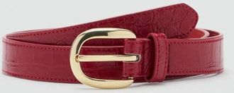 Mango Ceinture imitation crocodile avec boucle m&eacute;tallique rouge - Femme - XL - MANGO