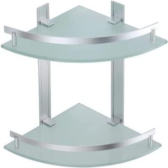 MSV Bad Regal Tabarca Eckregal Duschregal aus Aluminium und Glas - kleben und Bohren, Chrom