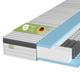 Dreamstar Gold Taschenfederkernmatratze I ergonomische 7-Zonen Tonnentaschenfederkernmatratze I 21 cm hoch I &Ouml;ko-Tex Zertifiziert I H&auml;rtegrad 3 (H3) I Matratze 