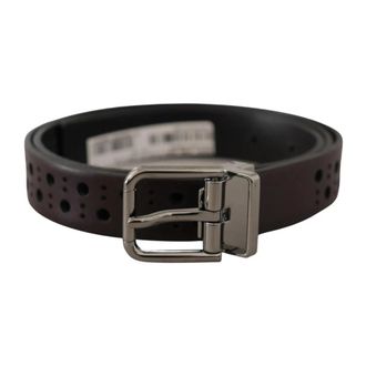 Dolce & Gabbana Lila Perforierter Lederg&uuml;rtel Metallschnalle - - Accessories - Herren - Lila - ONE SIZE