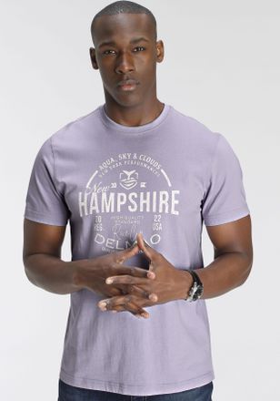 DELMAO T-Shirt DELMAO, Herren, Gr. XL (56/58), lila, Single Jersey, Obermaterial: 100% Baumwolle, bedruckt, normal, Rundhals, Shirts T-Shirt, Kurzarm, l&auml;ssig
