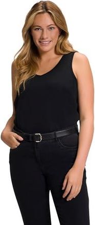 Ulla Popken Feminines Top mit V-Neck T-Shirt, Noir, 52-54 Femmes