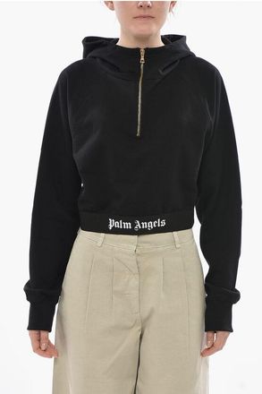 Palm Angels Half-Zip Hoodie CLASSIC LOGO with Logo Elastic Band size Xl