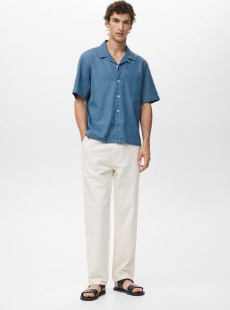 Mango Chemise en jean 100 % coton bleu indigo - Homme - XS - MANGO MAN