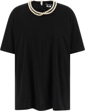 Junya Watanabe Femme, Tops, Noir, Taille: 38 FR T-shirt ras du cou en jersey de coton
