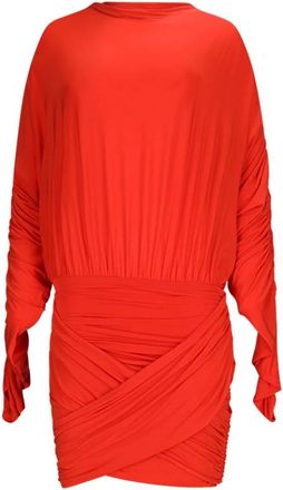 Magda Butrym Femme, Robes, Rouge, Taille: 36 FR Mini Robe en Jersey &agrave; Manches Longues