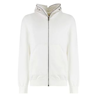 Rick Owens Homme, Sweatshirts et sweats &agrave; capuche, Blanc, Taille: S SweaT-shirt en Coton &agrave; Fermeture &Eacute;clair et Poches