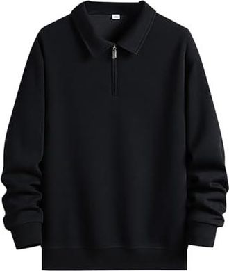 Generic Sweat &agrave; capuche &agrave; revers zipp&eacute; pour homme de couleur unie europ&eacute;en et tricot&eacute; l&acirc;che tendance d&eacute;contract&eacute;e haut &agrave; manches longues style classique solid
