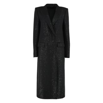 Tom Ford Paillettenbesetzter- zweireihiger Mantel aus Wollgemisch-Krepp - - Coats - Damen - Schwarzk - S