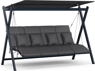 Blumfeldt Blumfeldt salon de jardin avec parasol, balancelle reglable pour 4 pers, assises confortables matelassees, supportant jusqua 320 kg, chassis robuste