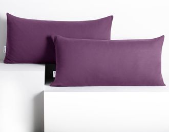 Decoking 2 Kissenbezüge 40x80 cm Jersey 100% gekämmte Baumwolle Reißverschluss Pflaume Amber