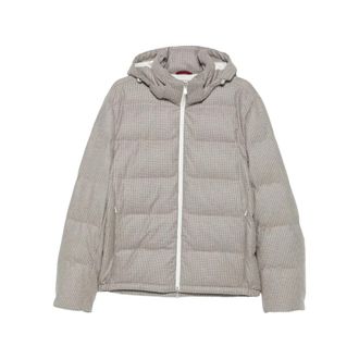Brunello Cucinelli Steppjacke im Hahnentrittmuster - - Jackets - Herren - Grau - L