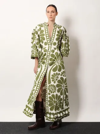 Farm Rio Womens Palermo Maxi Dress Green Rayon