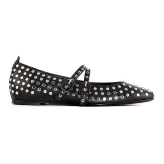 Halmanera Studded Schwarze Leder Ballerina Schuhe - - Shoes - Damen - Schwarzk - 38 EU