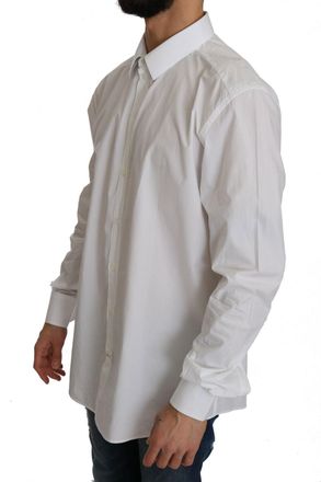 Dolce & Gabbana Mens White Cotton Gold Slim Dress Shirt