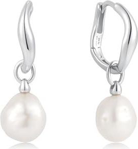 Ania Haie Boucles doreilles cr&eacute;oles Chic Creator Freshwater Pearl Drop Hoops en argent sterling 925, orn&eacute;es de 2 perles deau douce, dimensions : 12 x 1,5~3 mm, 
