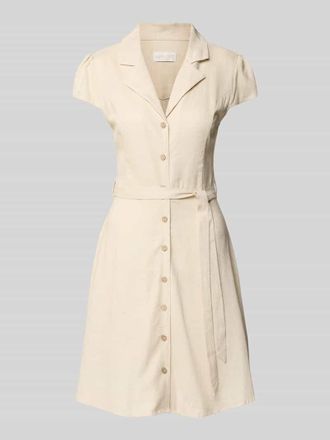 Apricot Hemdblusenkleid aus Viskose-Leinen-Mix mit Bindeg&uuml;rtel