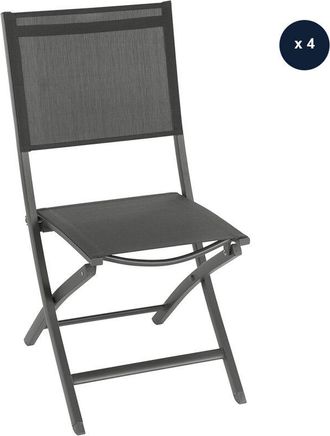 Hesperide Hesperide - Lot de 4 chaises de jardin en aluminium pliables anthracite/graphite Essentia - Hespéride