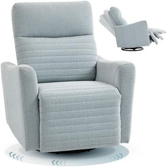 HOMCOM Fauteuil inclinable - HOMCOM - repose-pieds, pivotant &agrave; 360&deg;, basculant, rembourr&eacute; - tissu en lin - 82 x 90,5 x 101 cm - gris-bleu