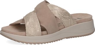 Caprice Damen Pantoletten aus Leder Glitzer, Beige (Sand Comb), 39 EU