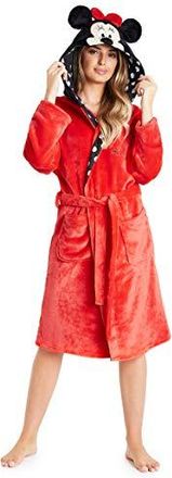 Disney Robe De Chambre en Polaire Femme Minnie Mouse, Peignoir &Agrave; Capuche En Pilou Pilou, Cadeaux Ados Fille Ou Adulte Taille S, M, L et XL (Rouge, S)