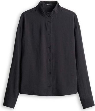 OPUS Satinbluse Fasofta aus Satin mit Crash-Optik Weite Silhouette mit Stehkragen und Faltendetail am R&uuml;cken