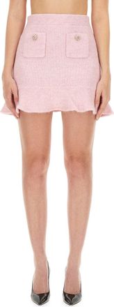 Self Portrait Knitted Alpaca-Blend Skirt - Pink