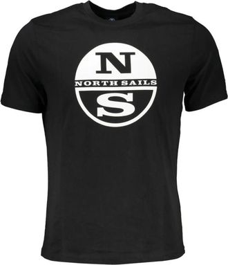 North Sails Schwarzes Baumwoll Logo Print T-Shirt - - Tops - Herren - Schwarzk - XL