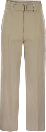 Brunello Cucinelli Pantalon ceintur&eacute; - Femme - Pantalons - Beige - Taille: 44 FR