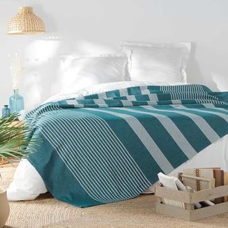 Douceur d'Intérieur Tagesdecke (240 x 260 cm), Adele, blau, Baumwolle & Polyester, gewebt