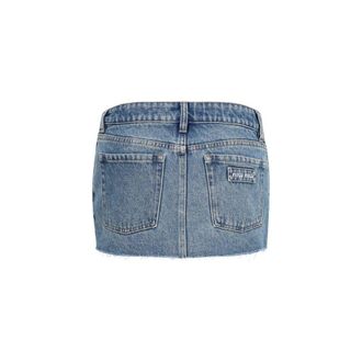 Miu Miu Frayed-Hem Denim Shorts - Blue