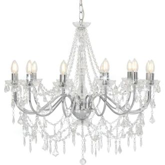 vidaXL Vidaxl - Lustre avec des perles de candelabrum &eacute;l&eacute;gantes 12 jeux e14 diff&eacute;rentes couleurs Couleur : argent