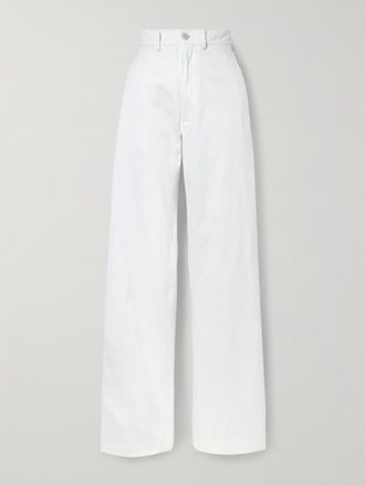 Dries Van Noten Pantalon En Satinette De Coton - Blanc
