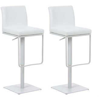 Clp Lot de 2 tabourets de bar Panama recouverts de similicuir Blanc Blanc