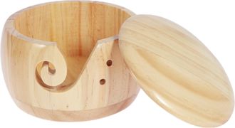 Generic Holzgarnschale, runder H&auml;kelhalter mit L&ouml;chern, Strickschalen aus Kiefernholz, Webgarn mit Deckel, tragbar(Wooden,Style B)