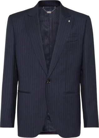 Billionaire Boys Club Homme, Costumes, Bleu, Taille: 5XL Blazer crois&eacute; &agrave; rayures Gessato