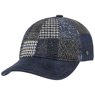 Lierys Casquette Patchwork Wool Curved Homme - Made in Italy Laine de Baseball Boucle en Metal, avec Visiere, Doublure Hiver Automne-Hiver - S/M (55-57 cm) B