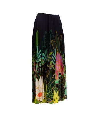 Valentino Garavani Womens Pleated Floral Maxi Skirt Black