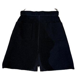 Chanel Black Tweed Zip Front Mini Skirt Size XS