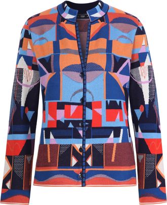 Ivko Jacquard-Cardigan mit abstraktem Motiv