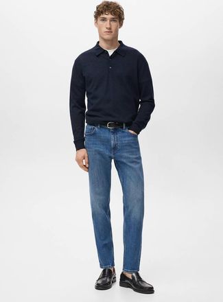 Mango Jean Ben cropped tapered-fit bleu moyen - Homme - 38 - MANGO MAN