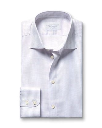 CHARLES TYRWHITT Luxushemd mit Karos - Hellrosa und Himmelblau Knopfmanschette