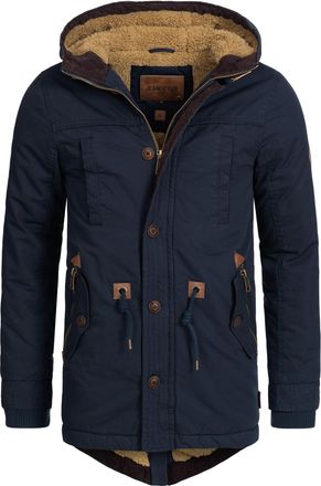 Indicode Herren Barge Winterjacke m. Kapuze & Teddyfutter | Winterparka Herrenjacke Parka Navy, XXL