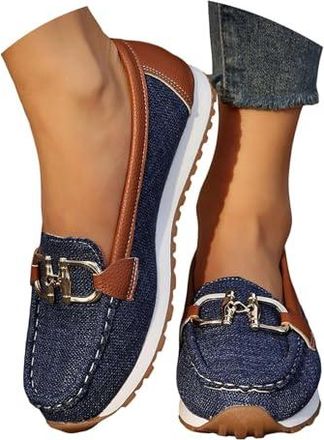 Generic Mocassins pour femme, chaussures orthop&eacute;diques d&eacute;contract&eacute;es et confortables &agrave; enfiler avec soutien de la vo&ucirc;te plantaire, antid&eacute;rapantes, respirantes
