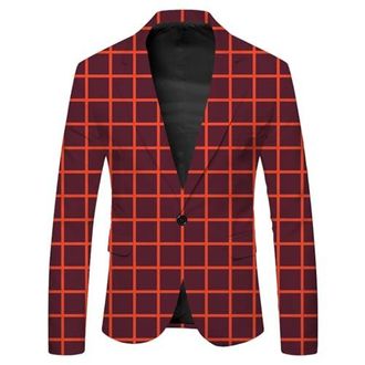 Generic Veste &agrave; carreaux pour homme - Coupe ajust&eacute;e - Moderne - Grand motif &agrave; carreaux - Veste de costume sportive et &eacute;l&eacute;gante - Veste de loisirs pour affaire