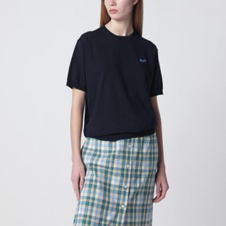 Prada Blauer Pullover aus Seidenmischung mit Logo