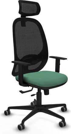 Piqueras y Crespo Cilanco Lendenwirbelstuhl mit 1D-Armlehnen und Kopfteil, h&ouml;henverstellbar und neigbar. Ausgestattet mit Syncro/Traslack und Schneideschaum. Schwarz/Sm